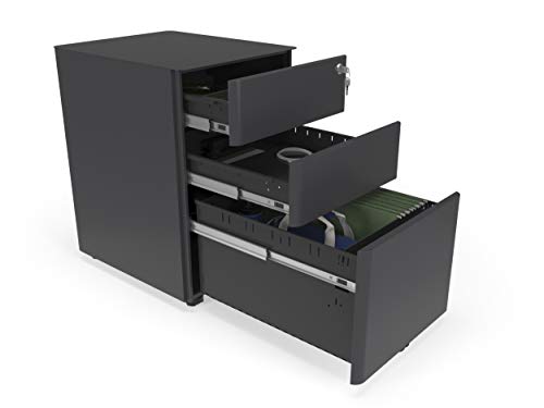 HON Basyx Commercial-Grade Modern Mobile Steel Pedestal, Filing Cabinet, Standard, Charcoal