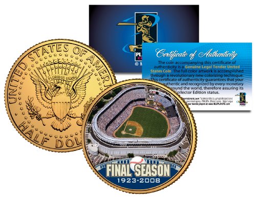 OLD YANKEE STADIUM 2008 JFK Half Dollar Coin Gold Plated HOUSE THAT RUTH BUILT