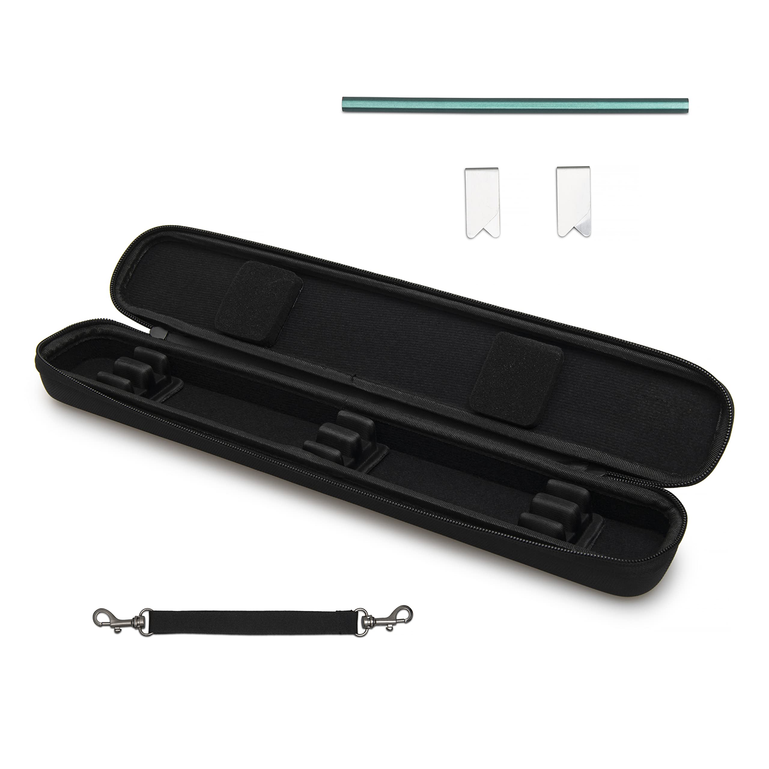HAMLY Conducting Double Baton Case - Black Leather - Weather-Resistant Bag - Holds 2 Batons up to 16'' - Complete with 2 Metal Bookmarks and Pencil (BC123)