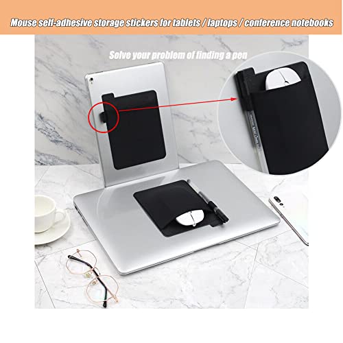 RIVEENY Pocket Pouch for Laptop with Reusable Adhesive,Pouch Holder for Computer Accessories,Self-Adhesive Mouse Headset Storage Bag for Portable External USB Cable,Apple Magic Mouse