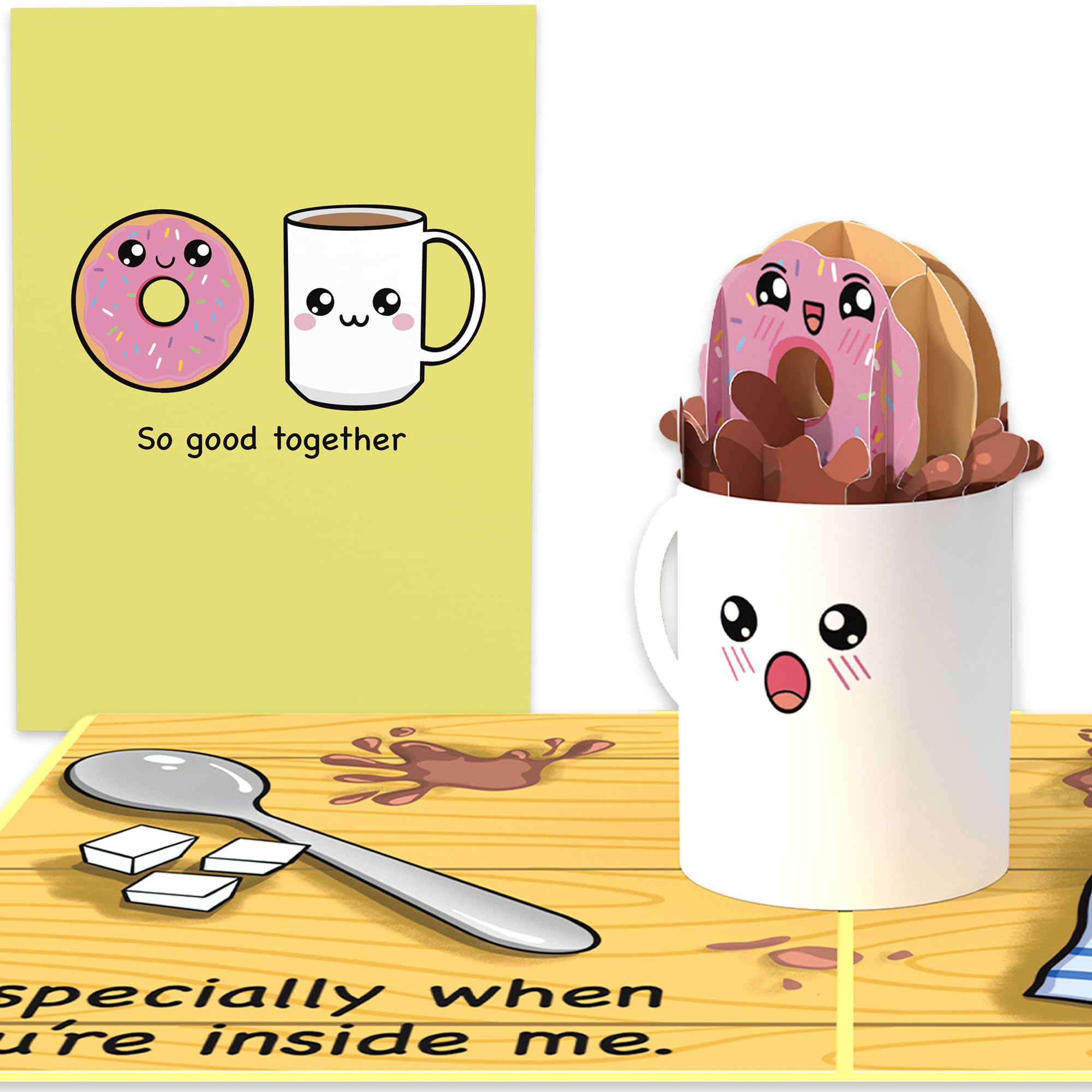 Funny Valentines Day Card For Him | Pop Up Cards Of Cute Donut Inside 3D Coffee Cup Valentine Day Cards | Anniversary Cards For Husband From Wife | Naughty Birthday Card For Boyfriend, Bf, Men