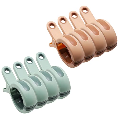 SWZHAI 8 PCS Beach Towel Clips for Beach Chairs, Plastic Large Beach Chair Clips Clothespin Towel Clips, Heavy Duty Chair Towel Holder to Keep Your Towel from Blowing Away(Green Pink)