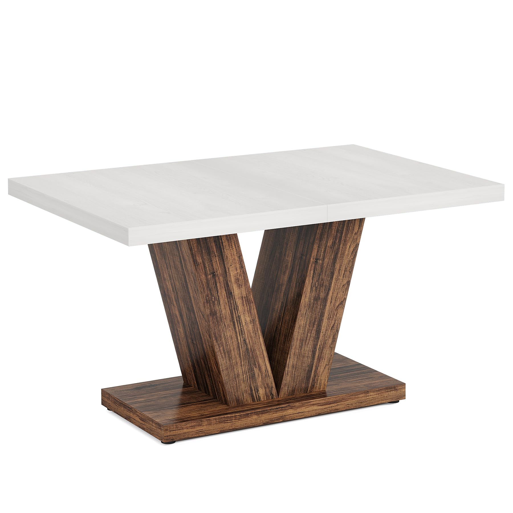 Tribesigns 47-Inch Dining Table for 4, White Kitchen Dinner Table with Heavy Duty Pedestal, Farmhouse Wooden Eating Table for Home, Dining Room, Small Space