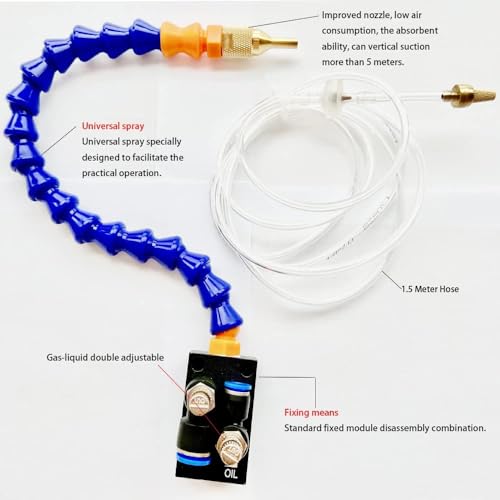 Mist Coolant Spray System, CNC Cooling System Mist Coolant Lubrication Spray System Cooling Sprayer Engraving Machine for 8mm Air Pipe CNC Lathe Milling Drill Machine
