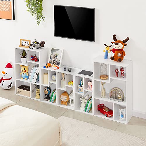 VECELO 31 Inch High Modern Kids Bookcase, 3-Tier Wide Bookshelves, 5 Cube Storage Organizer with Anti-tip Kit, Different Height Open Storage Fits Tallest Hardcovers, Easy to Install,White