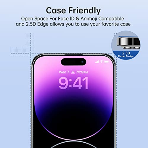 Syncwire 3-Pack Screen Protector for iPhone 14 Pro Max 6.7 inch, Double Shatterproof Tempered Glass [Easy Installation Frame] [9H Hardness] [99.99% HD Clear] [Case Friendly] [Bubble Free]