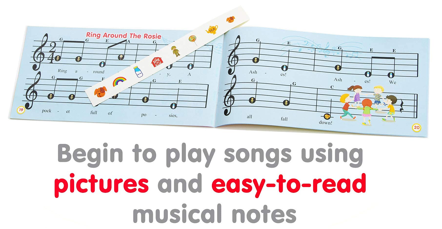 Glockenspiel 12 Note - Play-by-Picture Xylophone with Sheet Music Book - 34 Easy Play Songs