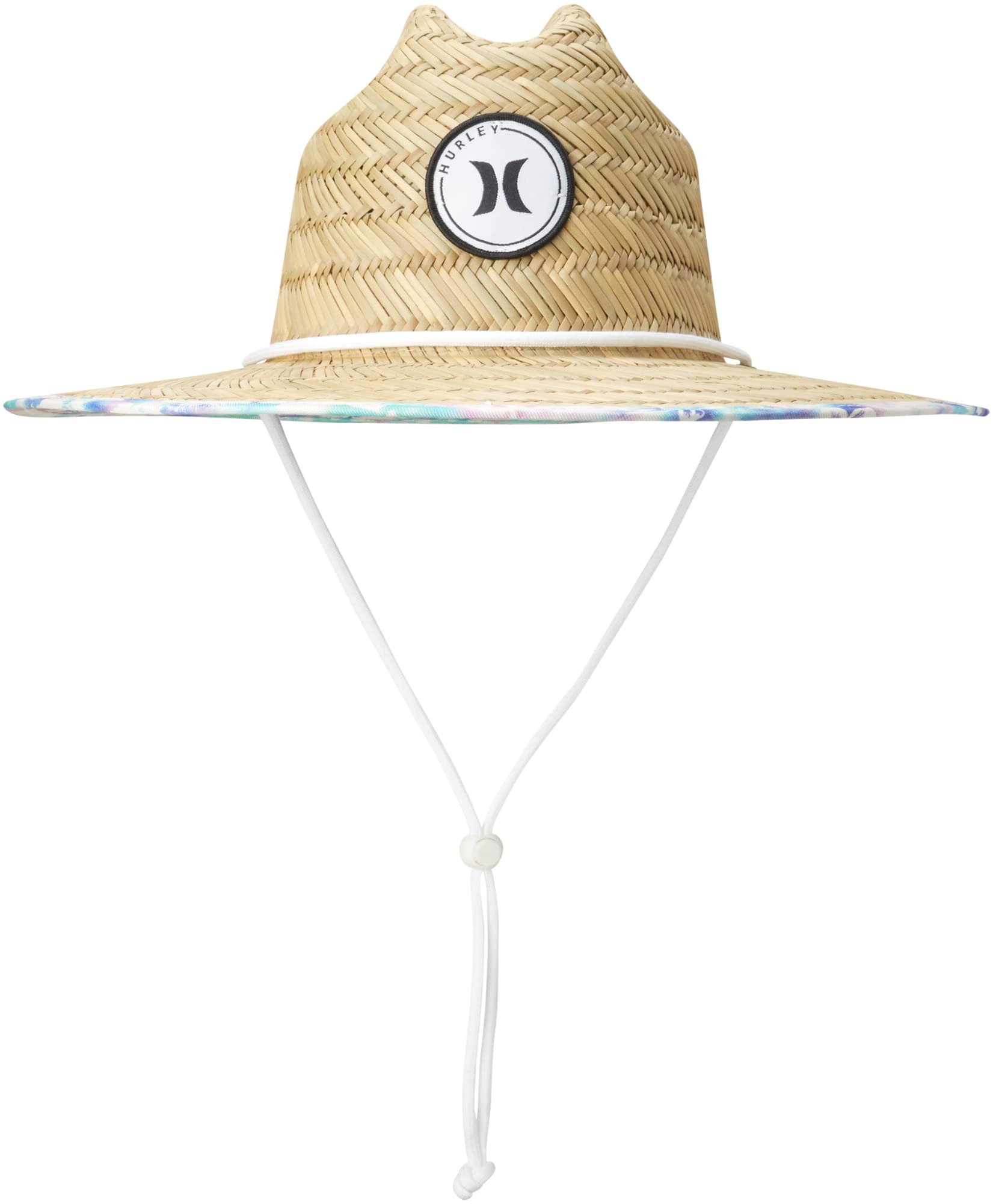 Hurley Women's Straw Hat - Capri Medium Brim Real Straw Lifeguard Sun Hat with Chin Strap, Size One Size, Light Aqua