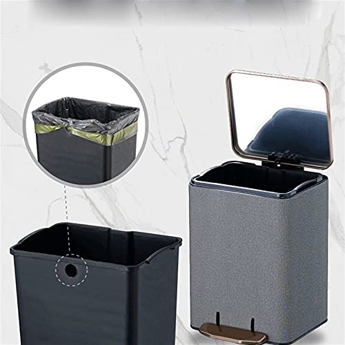 TETARI Trash Can Trash Can Household Living Room Stainless Steel Gray Multi-Specification with Cover Kitchen Bathroom Toilet (Size : Medium)