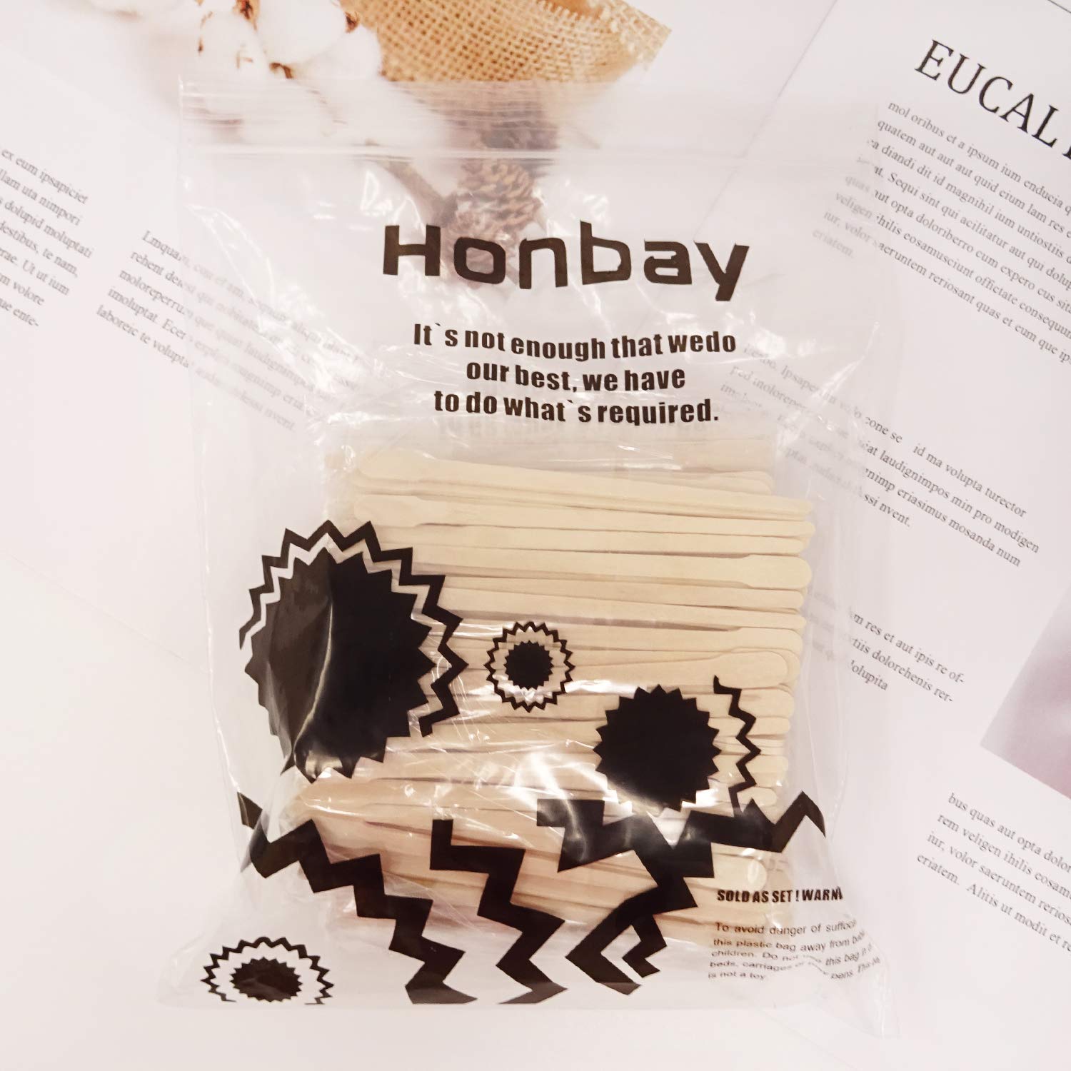 Honbay 400PCS Wood Wax Spatulas Applicator Sticks for Hair Eyebrow Removal