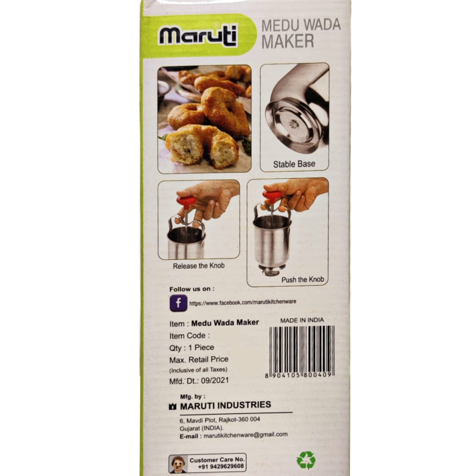 Maruti Enterprises 304 Grade Stainless Steel Medu Vada Maker | Medu Wada Maker | Donut Maker Dispenser | Stainless Steel Tool Kitchen Pastry Making | Bake Ware | South Indian Utensils β Pack of 1
