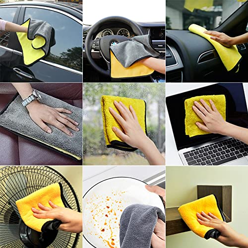 Mitonow 3pcs Microfiber Cleaning Cloth,Big Size Microfiber Towel,Dual-Sided,for Household Cleaning,Car Washing and Drying