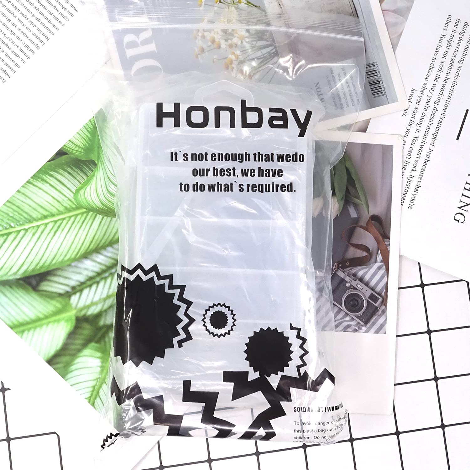 Honbay 2PCS Clear Visible Plastic Fishing Tackle Accessory Box Fishing Lure Bait Hooks Storage Box Case Container Jewelry Making Findings Organizer Box Storage Container Case (M:7"x4.3"x1.2")