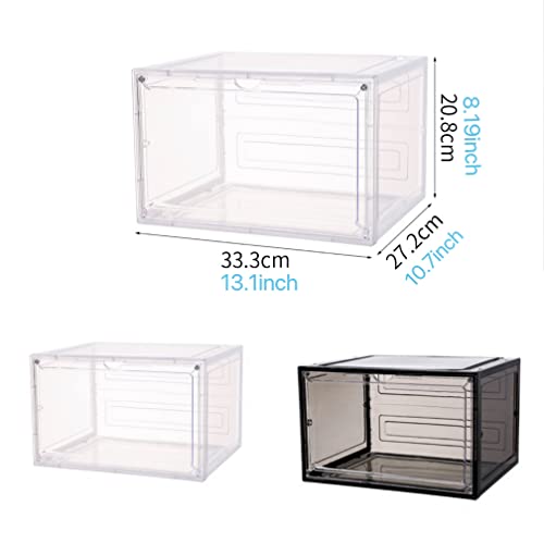 ZLLZUU Purse Storage Organizer for Closet, 6 Pack Plastic Storage Boxes with Acrylic Magnetic Door for Collectibles, Wallet, Cosmetic, Toys (Medium Size Clear Black)