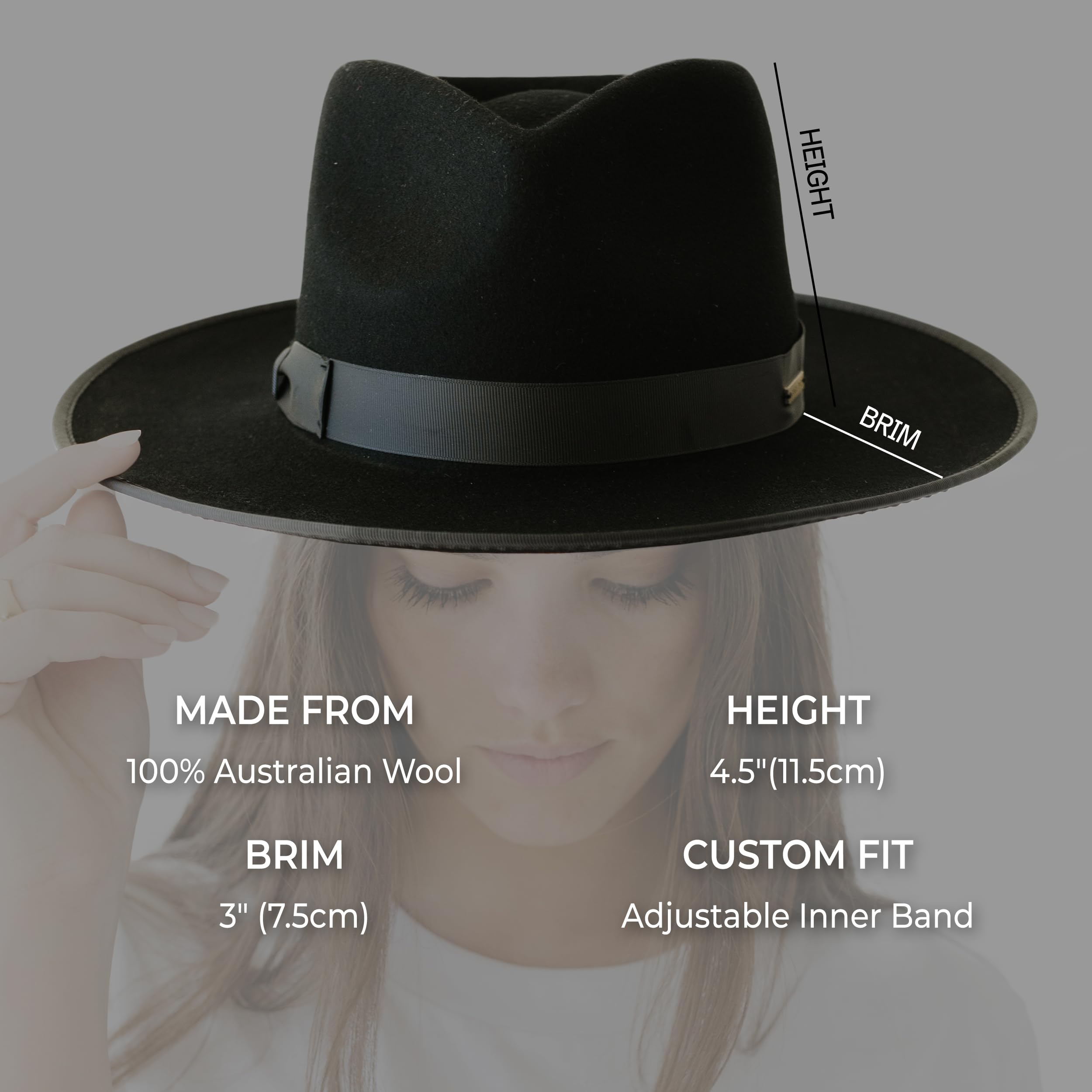 Gigi Pip Monroe Rancher Western Fedora Short Brim Felt Hat for Women, 100% Wool, Brown