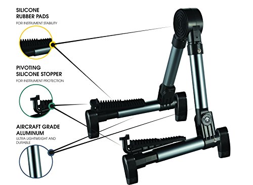 Guitar Stand for Acoustic/Electric/Classical Guitars and Violin, Ukulele, Bass, Banjo, Mandolin -Folding, Portable & Lightweight