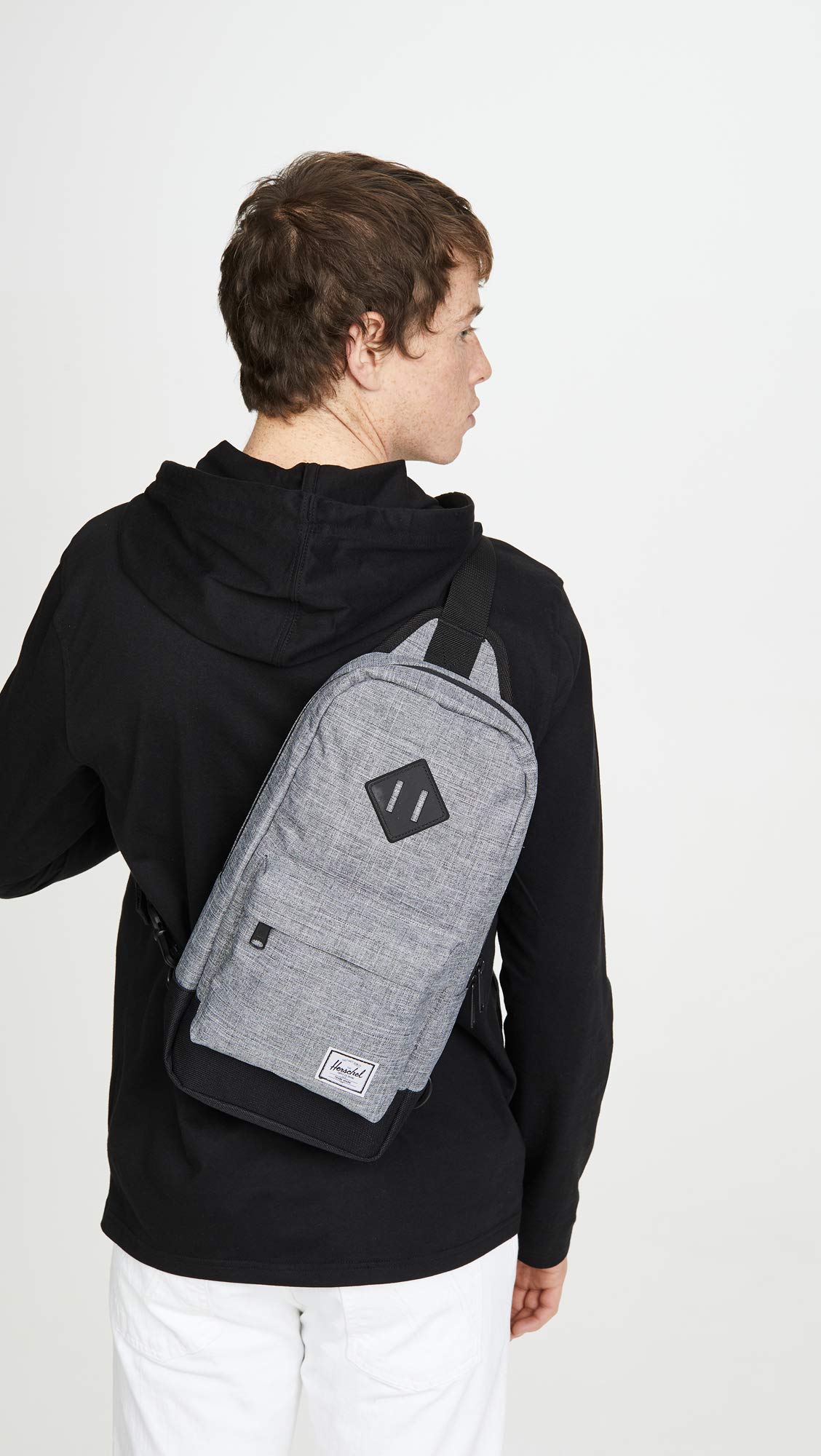 Herschel Heritage Shoulder Bag Backpack, Raven Crosshatch/Black, One Size 8.0L,10728-01132-OS