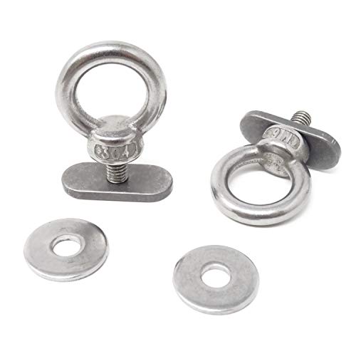 Honbay 2PCS Stainless Steel Kayak Track Mount Tie Down Eyelet Accessories Quick Release O Ring Track Rail Adapter for Fishing Kayaks Boat Cord Rope