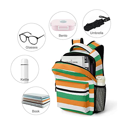 Stripes Saint Patrick Kids Backpack, Student School Bags for Boys & Girls, Bookbags with Adjustable Strapfor Travel