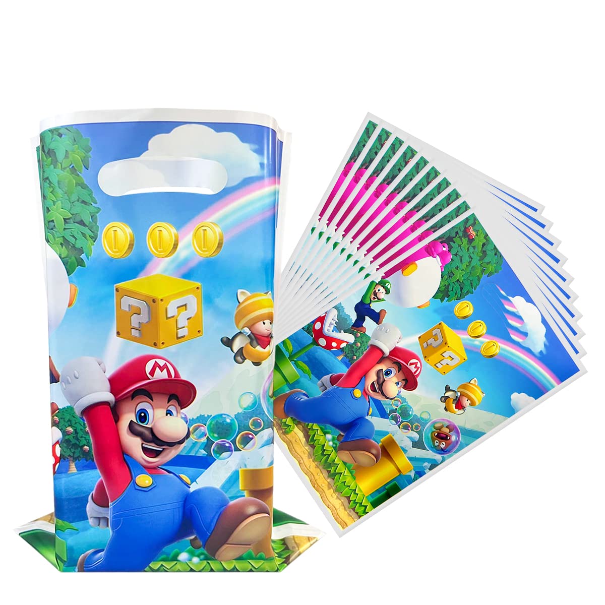 Venanoci 30Pcs Super Bros Mario Party Gift Bags Girl and Boy Birthday Party Supplies Decorates