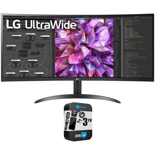 LG 34WQ60C-B 34 inch 21:9 Curved UltraWide QHD 3440 x 1440 IPS Monitor Bundle with 3 YR CPS Enhanced Protection Pack