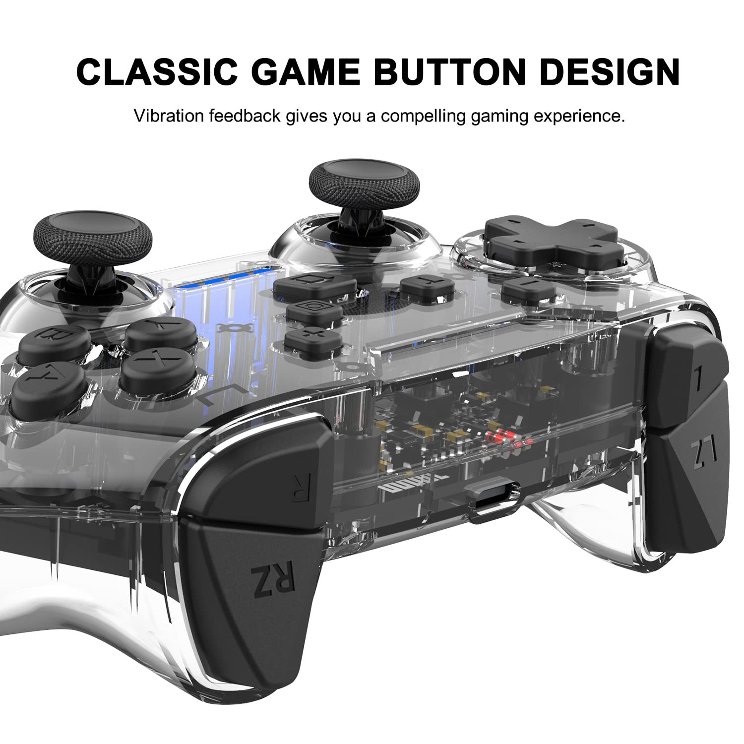 kobjoy Game Controller for PC/Switch/Tesla model 3/y/x/s,Transparent LED Backlight,Support Dual Motor and Dual Vibration Function.