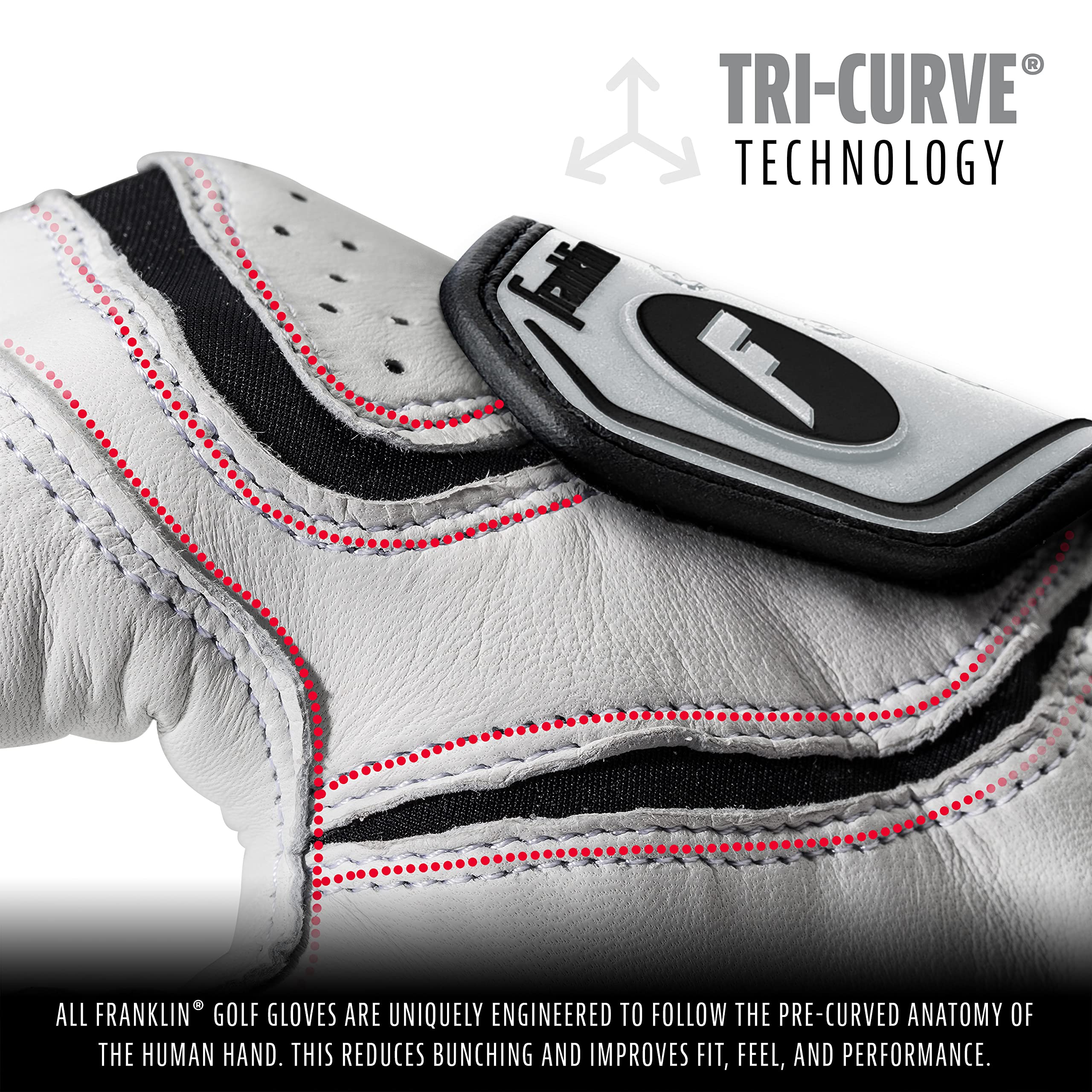 Franklin Sports Golf Glove - Pro Golf Gloves - Premium Leather Golfing Glove - Maximum Grip - White - Right Hand Glove - Adult Large
