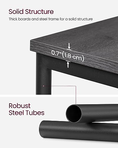 VASAGLE Side Table, Small End Table, Tall Nightstand for Living Room, Bedroom, Office, Bathroom, Misty Gray and Classic Black ULET273B68