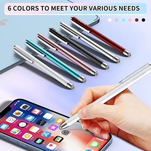 Stylus Pens for Touch Screens (6 Pack), High Sensitivity Fiber Tip Stylus Pen with Clip for Apple iPad, iPhone, Android, Tablets, Samsung, Galaxy