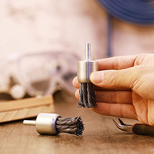 Mixiflor 9 Pack Wire Wheels Brush for Drill, 1 Inch Knotted and Plated Crimped Drill Wire Brush, Wire Brush Drill Attachments for Derusting, Paint Removal
