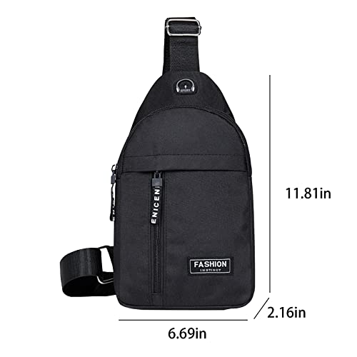 Viadha Crossbody Sling Bag Men Women Sling Backpack Bag Multipurpose Small Sling Crossbody Chest Shoulder Bag (#01 Black)