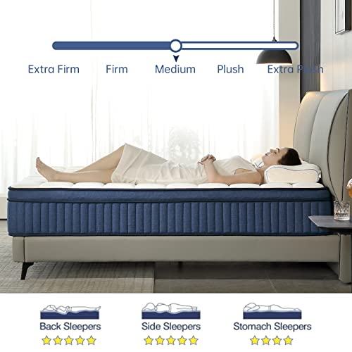 SUAYEA Full Mattress, Full Size Mattress in a Box, 10 Inch Hybrid Mattress Full Size, Ultimate Motion Isolation with Gel Memory Foam and Pocket Spring, Medium Firm Mattress, Edge Support