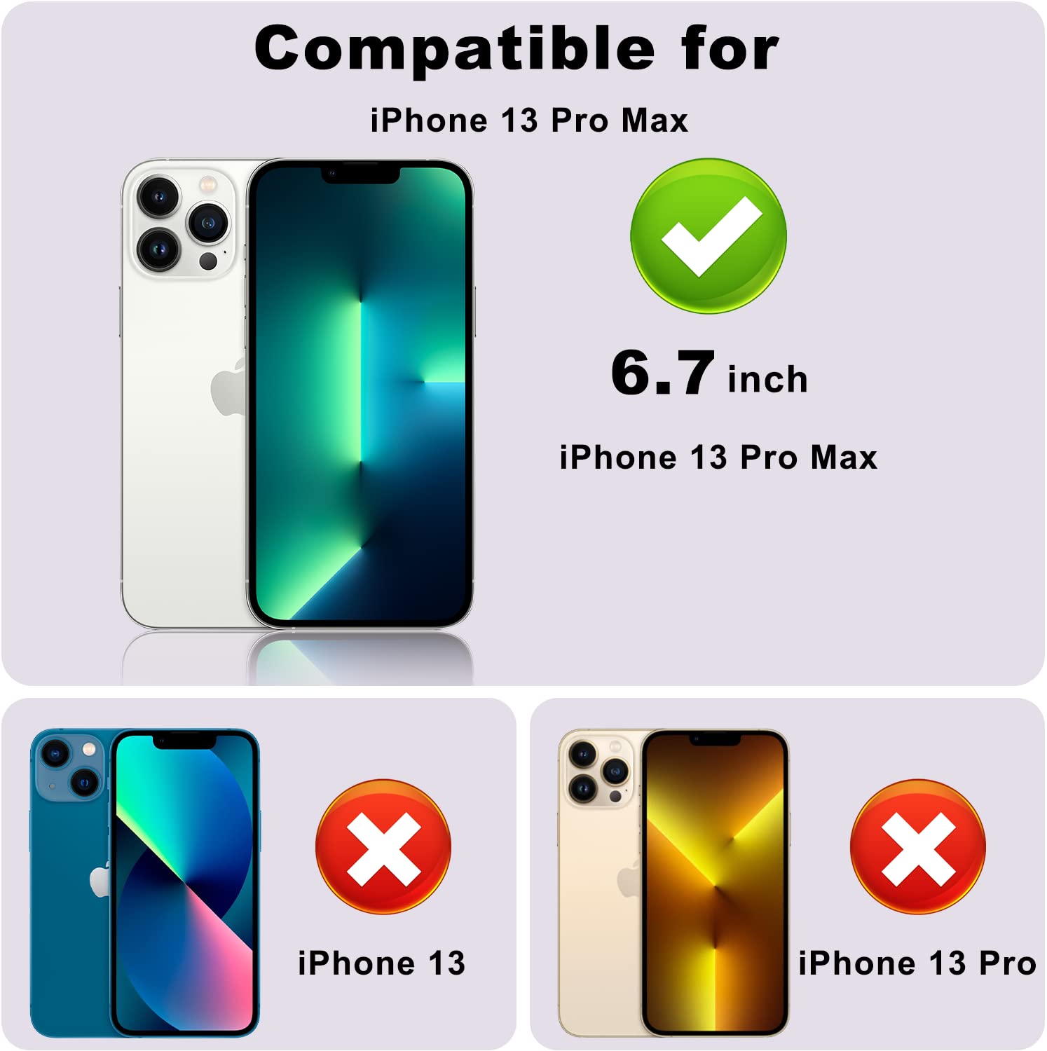 Fotbor [3+3 Pack] iPhone 13 Pro Max Privacy Screen Protector with Camera Lens Protector, Anti Spy Private Full Coverage Bubble Free 9H Hardness Tempered Glass Film 6.7 Inch with Easy Installation Kit