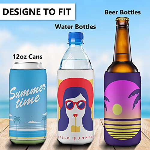Sublimation Blanks Slim Beer Can Sleeves, 6pcs Neoprene Personalized Sublimation Can Cooler Covers Foldable Insulators Beer Holders Fit for 12oz Slim Drink Beer Cans