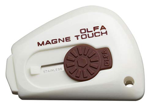 OLFA Magnetic Touch Knives (TK-3M/2P) - Multi-Purpose Disposable Mini Pocket Sized Utility Knife Box Cutter w/ Retractable Stainless Steel Blade & Keychain Hole (2 Pack)