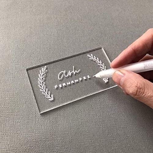 UNIQOOO Place Cards, 20pcs Clear Acrylic - Blank Rectangle Table Cards for Wedding, Party & Event Decoration - 3 1/2 x 2"