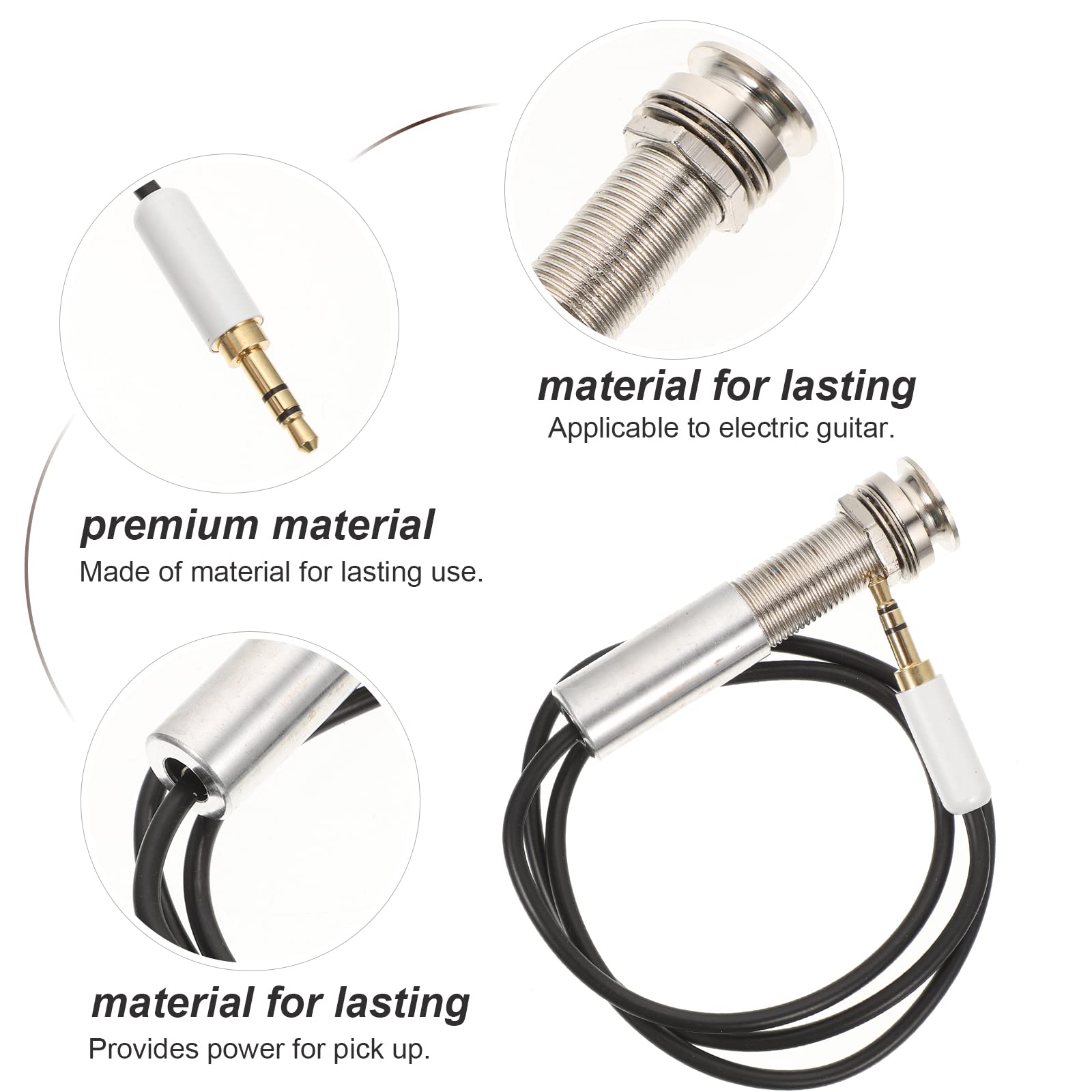Guitar Pickup Cable Piezo Cable Endpin Output Jack Guitar Adapter Stereo Instrument Cable 600mm (Black)