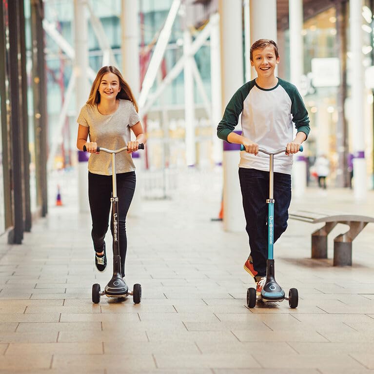 Globber Ultimum Scooter | 3-Wheel Kick Scooter for Adults & Kids 5+ | Foldable Kick Scooter with Safe, Non-Slip Deck & Premium Brakes (Navy Blue)