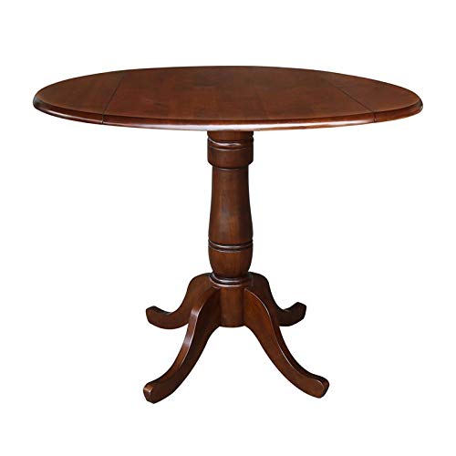 Pemberly Row 42" Round Dual Drop Leaf Pedestal Table - 35.5" H Espresso