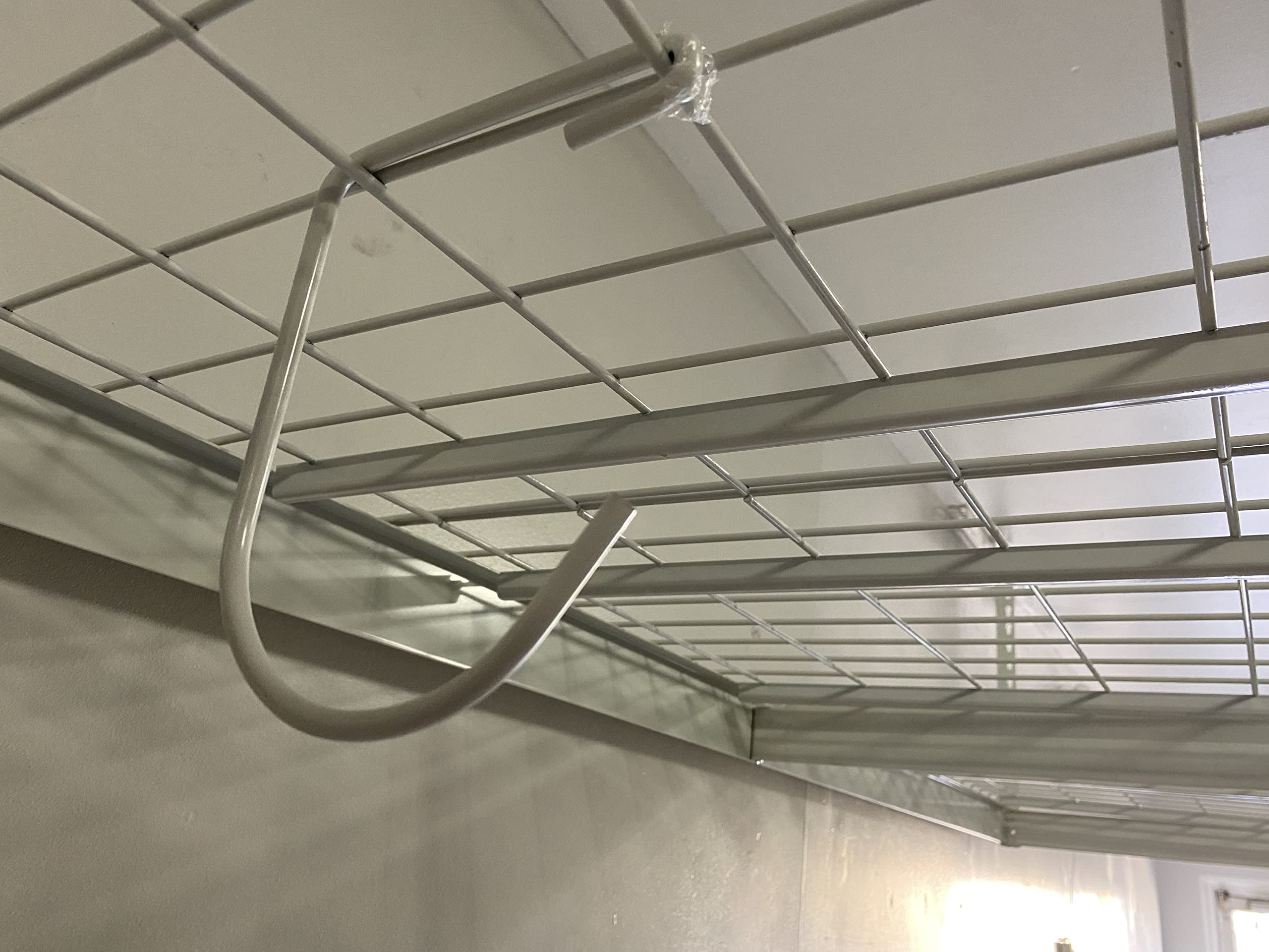 RACK YOUR GARAGE Overhead Rack Hooks for Hanging from Ceiling Rack and Wall Shelving Deck, Heavy Duty Bike Hooks - White (Set of 4)