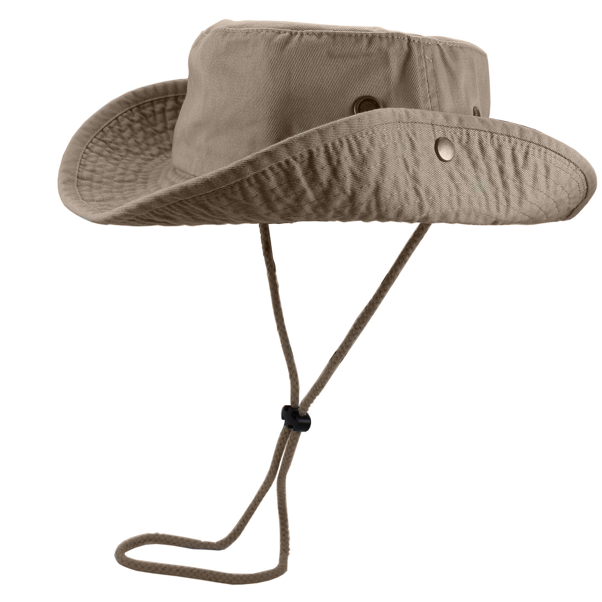 Gelante 100% Cotton Stone-Washed Adjustable Bucket Safari Boonie Sun Hats.1910-1PC Khaki S/M