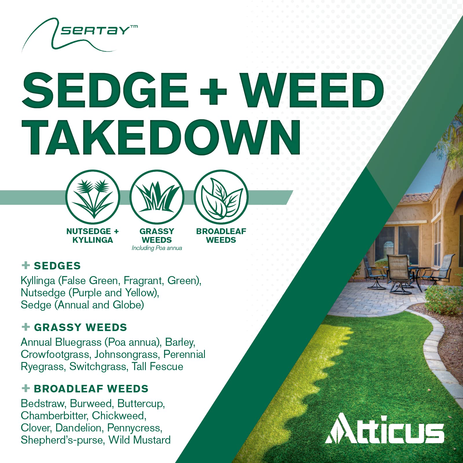 Sertay Herbicide (1.25 oz) by Atticus (Compare to Certainty) β Sulfosulfuron Weed Killer for Southern Lawns β Post Emergent Weed Control