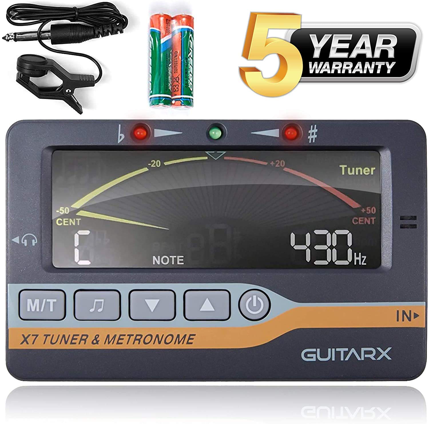 GUITARX X7 - Chromatic Tuner Metronome and Tone Generator for All Instruments - Chromatic, Ukulele, Violin, and Bass Tuning Modes - #1 Among Guitar Tuners - Most Advanced Sensor in The Market
