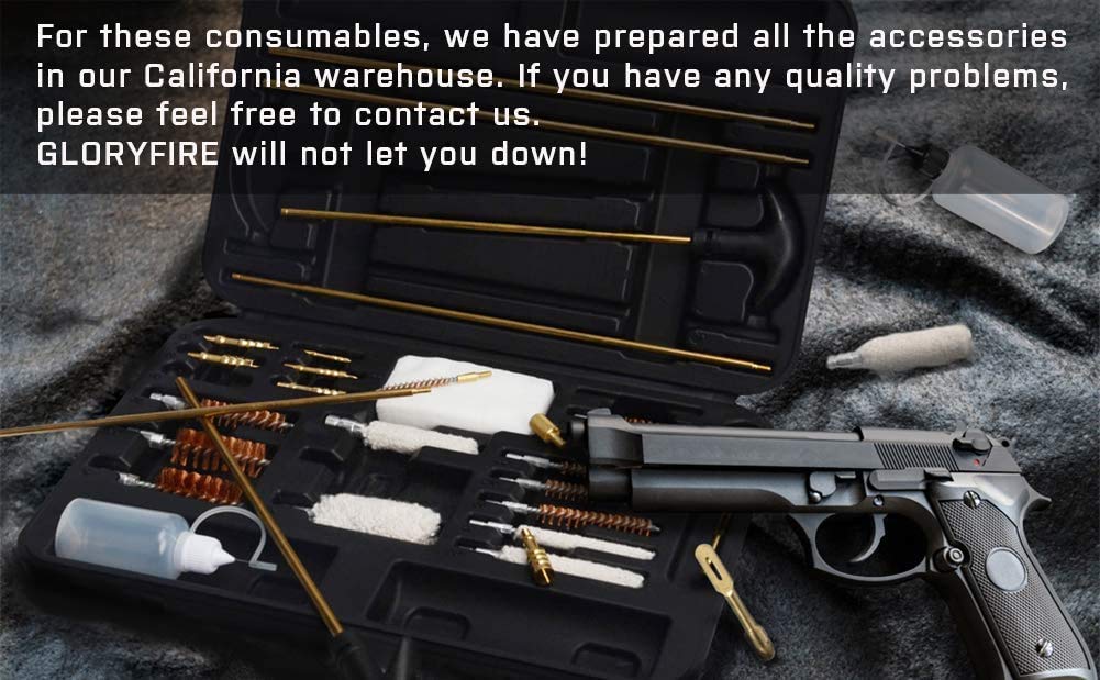 GLORYFIRE Universal Gun Cleaning Kit Hunting Handgun Shotgun Rifle Cleaning Kit for All Guns with Travel Size Case