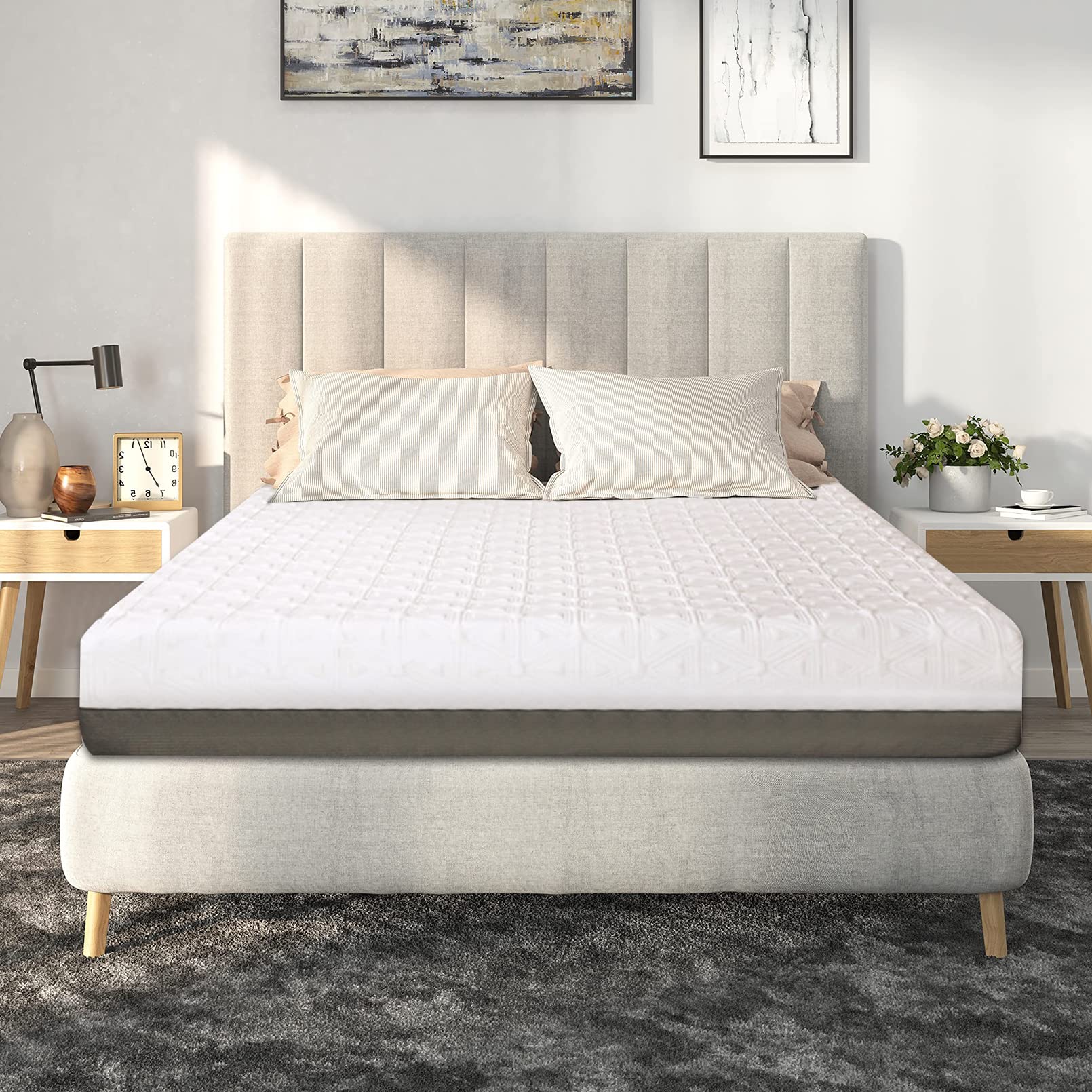 TMEOSK King Size Mattress, 10 Inch Gel Memory Foam Mattress with Cooling Gel Infused, Fit Ergonomics, Comfy Sleeper, Flex Support for Cool Sleep, Pressure Relief,Balance Support,White (10" King)