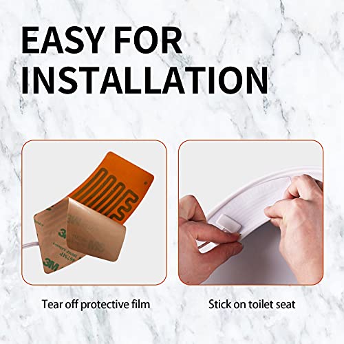OLYDON Heated Toilet Seat Warmer,Waterproof Elongated Heated Sticker, Easy Disassembly and Installation, Universal Fit Toilet Seat Heater