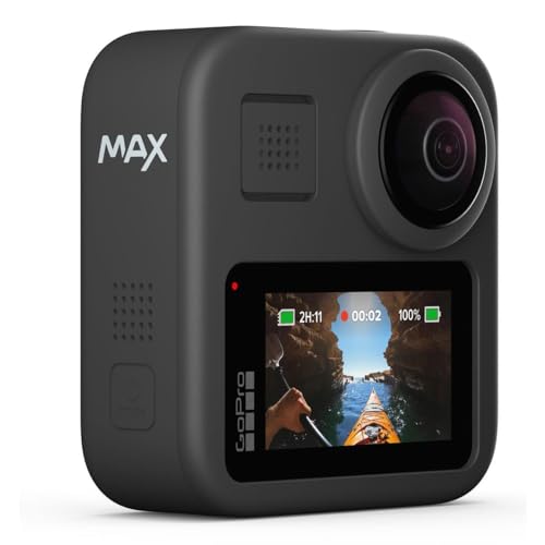 GoPro MAX Waterproof 360, Traditional Camera with Touch Screen Spherical 5.6K30 HD Video 16.6MP 360 Photos 1080p Live Streaming Stabilization - Bundle with SD Card, Sport Accessory Kit MAX