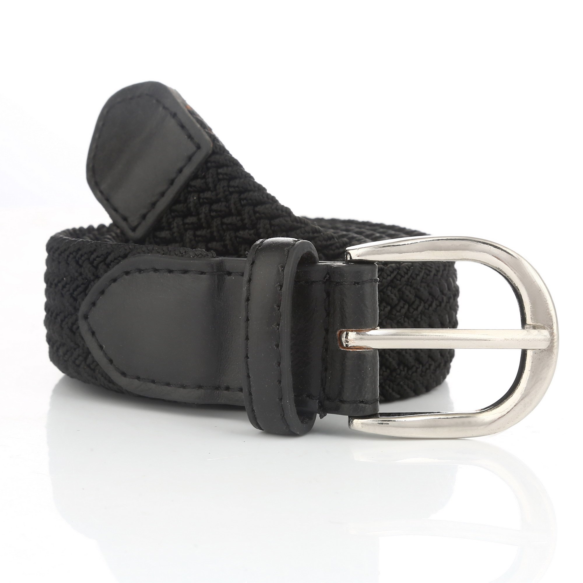 GelanteĀ® Children's Canvas Elastic Fabric Woven Stretch Braided Belts 2012-Black-M (24-26)