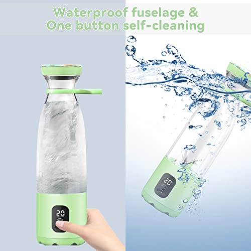 Portable Blender for Shakes and Smoothies, 300W Personal Size Blender for Crushes Ice Cubes, Frozen Fruit, Nuts. USB Mini Pulse Blender(6 Blades) with 20oz BPA Free Removable Sports Bottle for Home, Travel, Office, SIQDAK Blender Bravo Green
