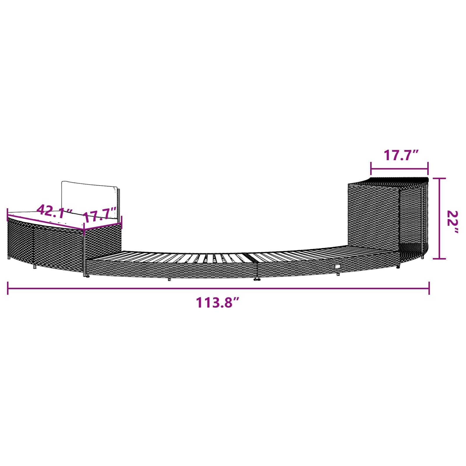 vidaXL Spa Surround - Black Poly Rattan and Acacia Wood - Chic and Modern Design with Built-in Storage, Mini Sofa and Comfort Cushion